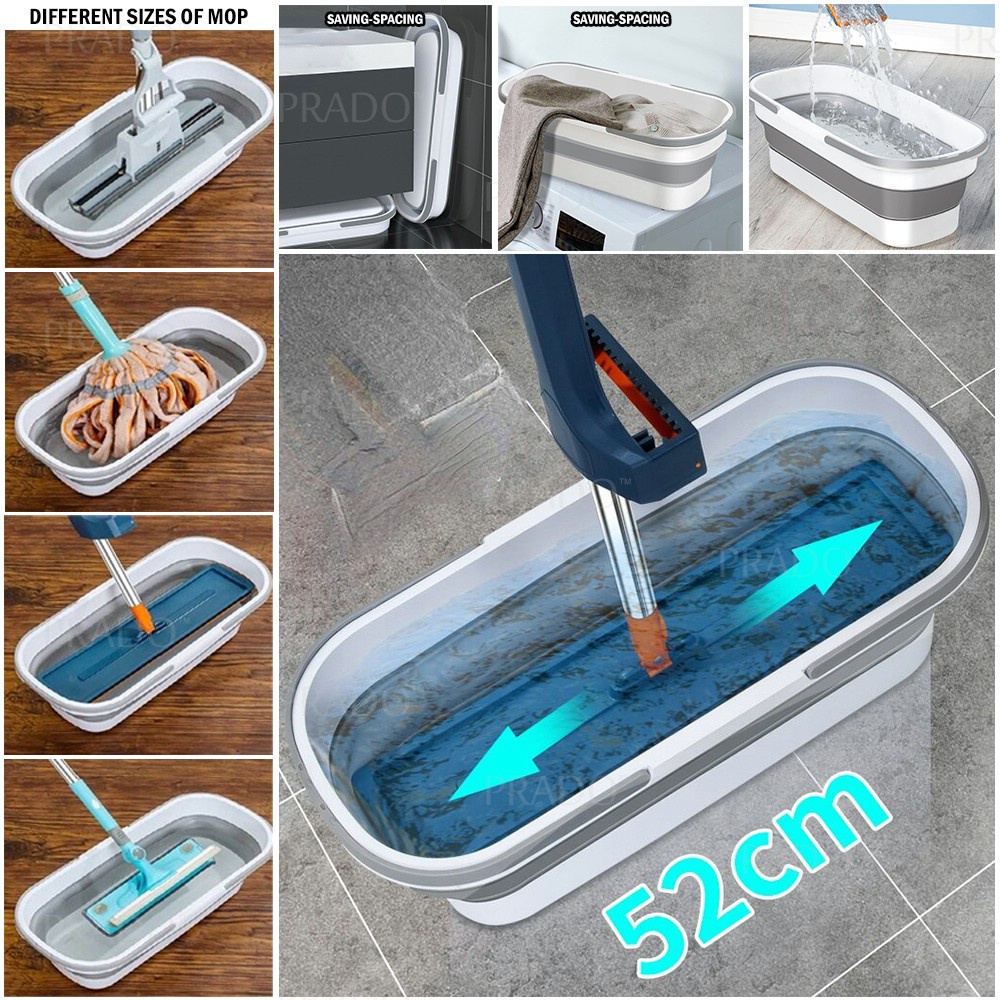 PRADO Portable 16L Large Capacity Foldable Bucket with Wheels Bathroom ...