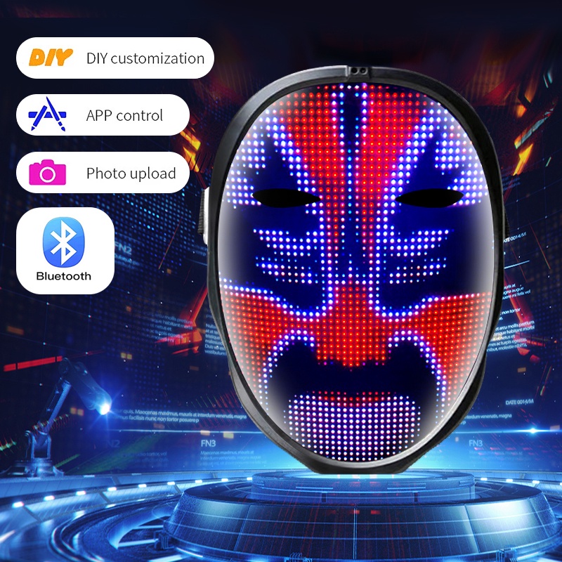 Led Cosplay Mask With Programmable Illuminated Face Transforming Mask ...