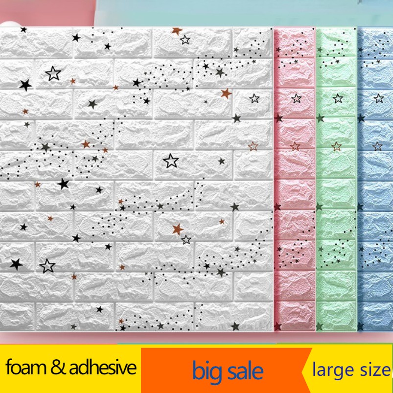 Wallpapers Adhesive Wallpaper Foam 3D Dinding Wallpaper Brick Stickers ...