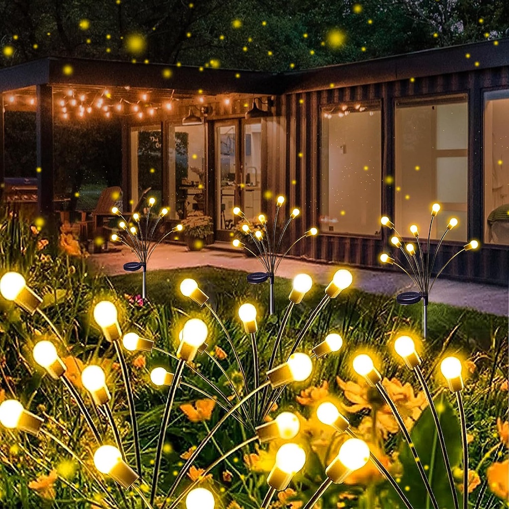12/10/6LED Solar Firefly Lights Waterpoof Outdoor Garden Starburst ...