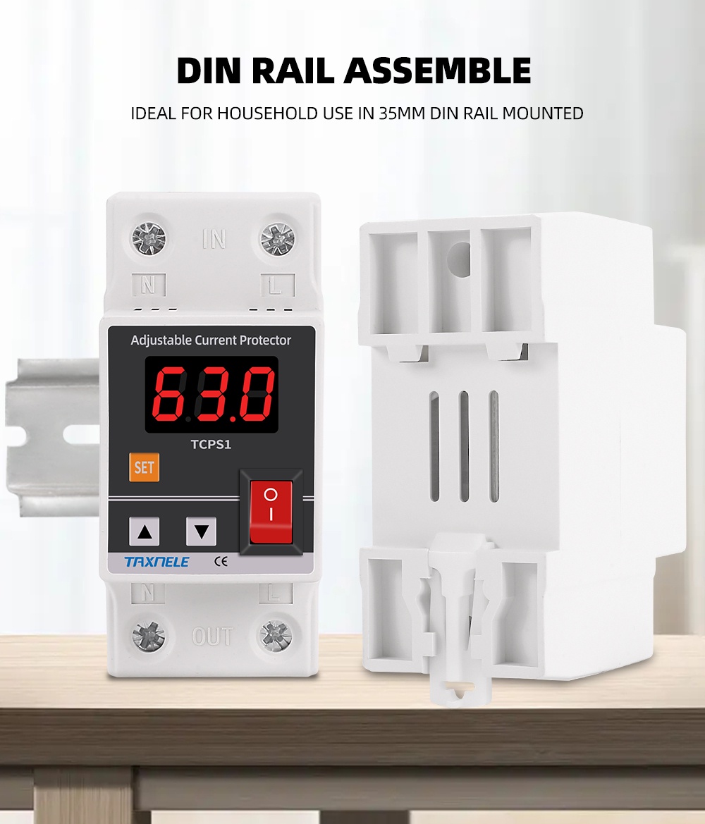 TCPS1 Electric Current limiter with Overload Protection Relay Electronics Circuit Breaker Surge ...