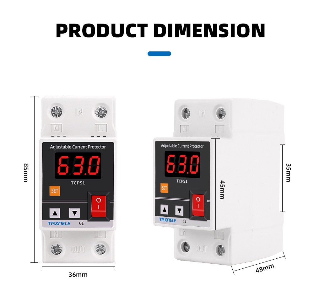 TCPS1 Electric Current limiter with Overload Protection Relay Electronics Circuit Breaker Surge ...