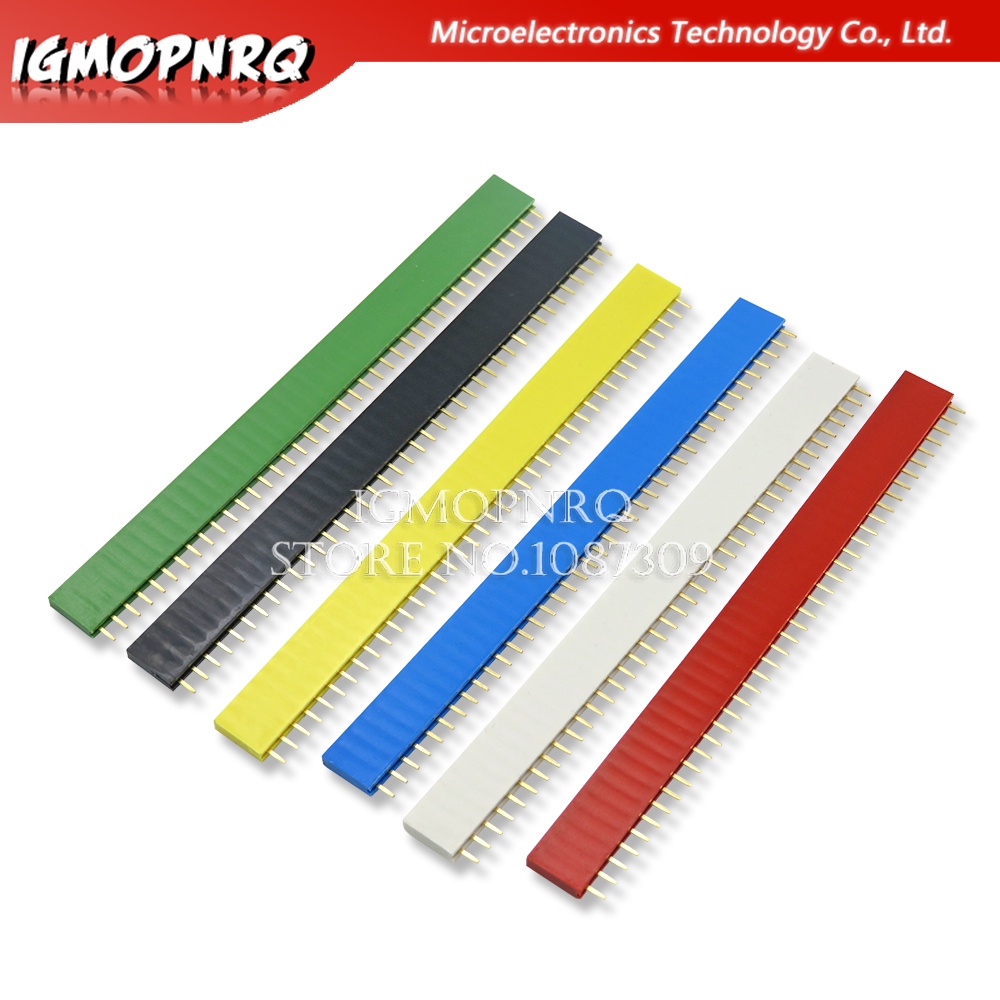 10pcs 2 54mm Pitch Single Row Female Pin Socket Red 40p 40pin Pcb Single Row Mother Connector