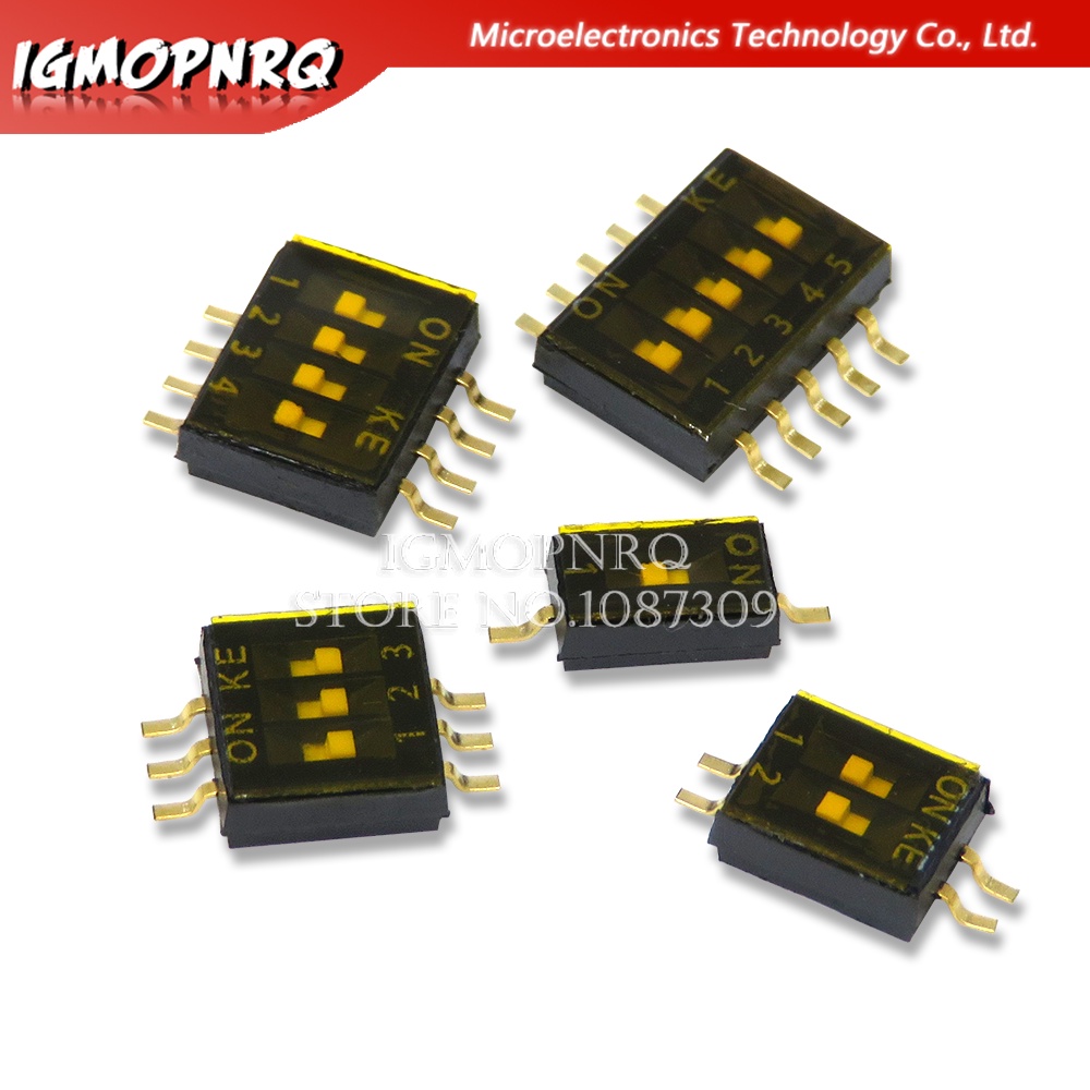 5PCS SMD SMT Slide Type Switch 1P 2P 3P 4P 5P 6P 8P 10P 1.27mm Position Way DIP Black Pitch ...