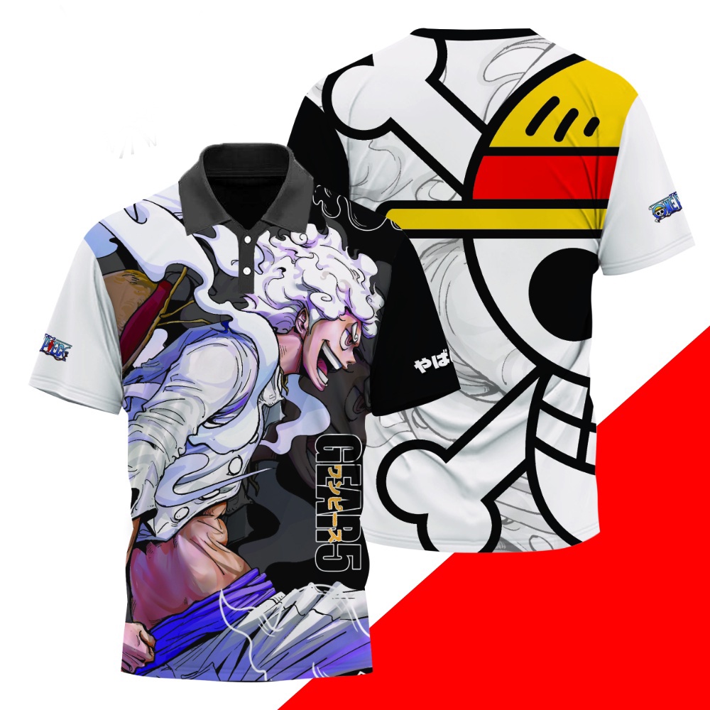 One Piece Luffy 5th Gear Premium Full Bleed Anime Polo Shirt Full Bleed ...