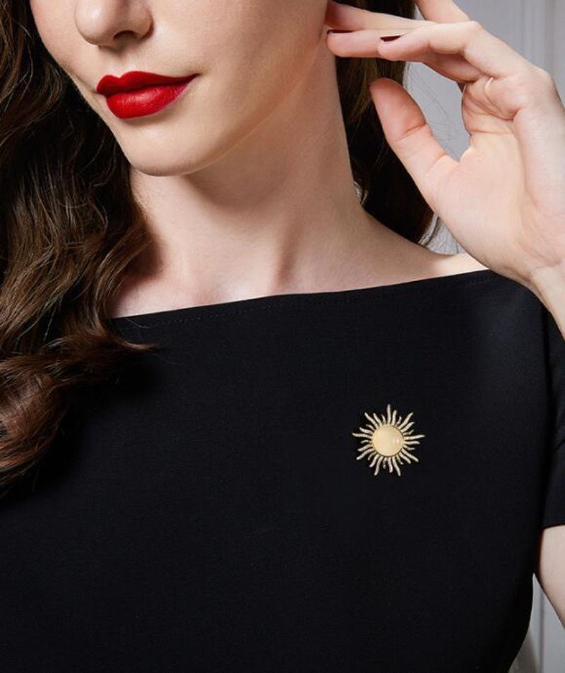 Sun Brooch Flash Diamond Opal Collar Pin Anti-glare Corsage Shawl ...