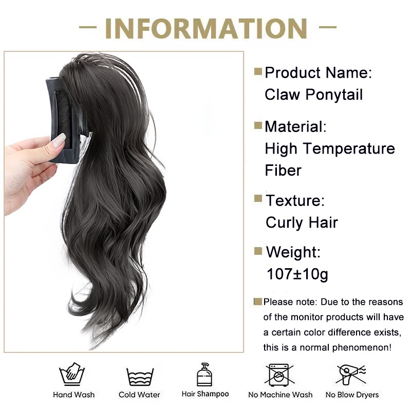 Women's hair extension ponytail grip synthetic wig curly ponytail wavy ...