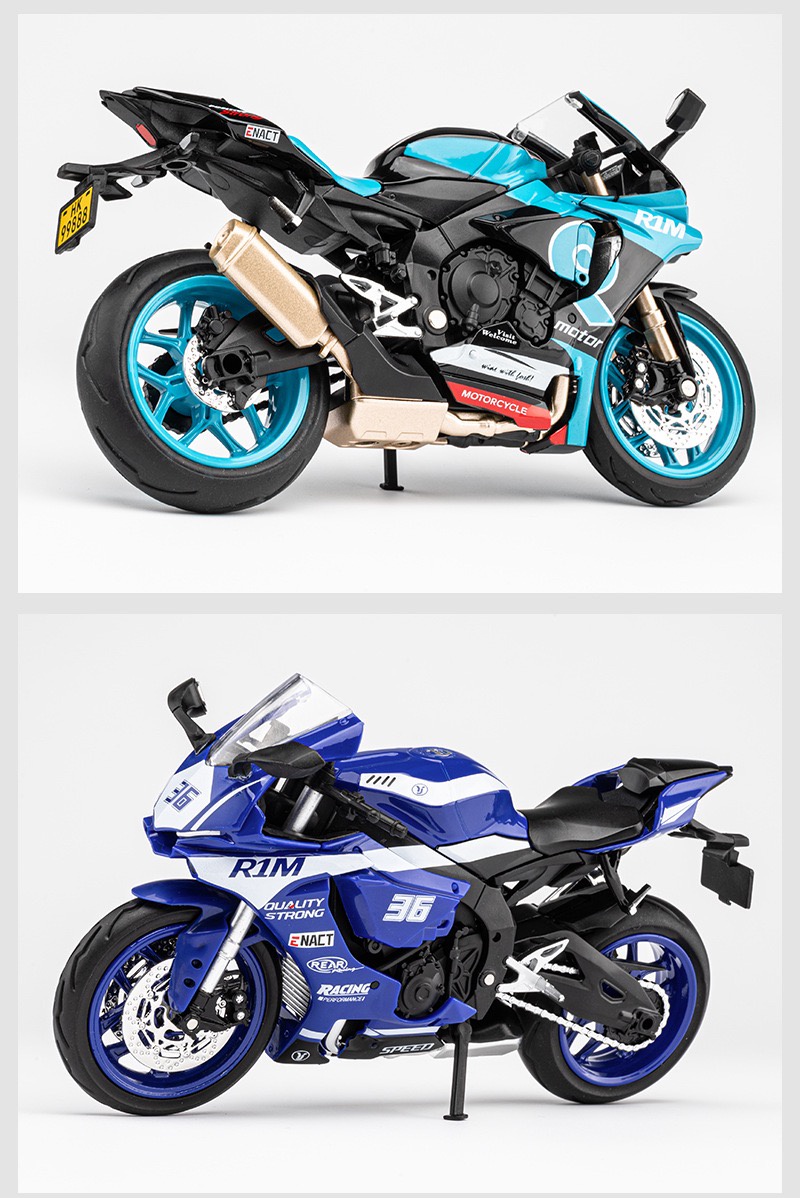 1:12 Scale Yamaha R1M Alloy Motorcycle Model Light & Sound Effect ...