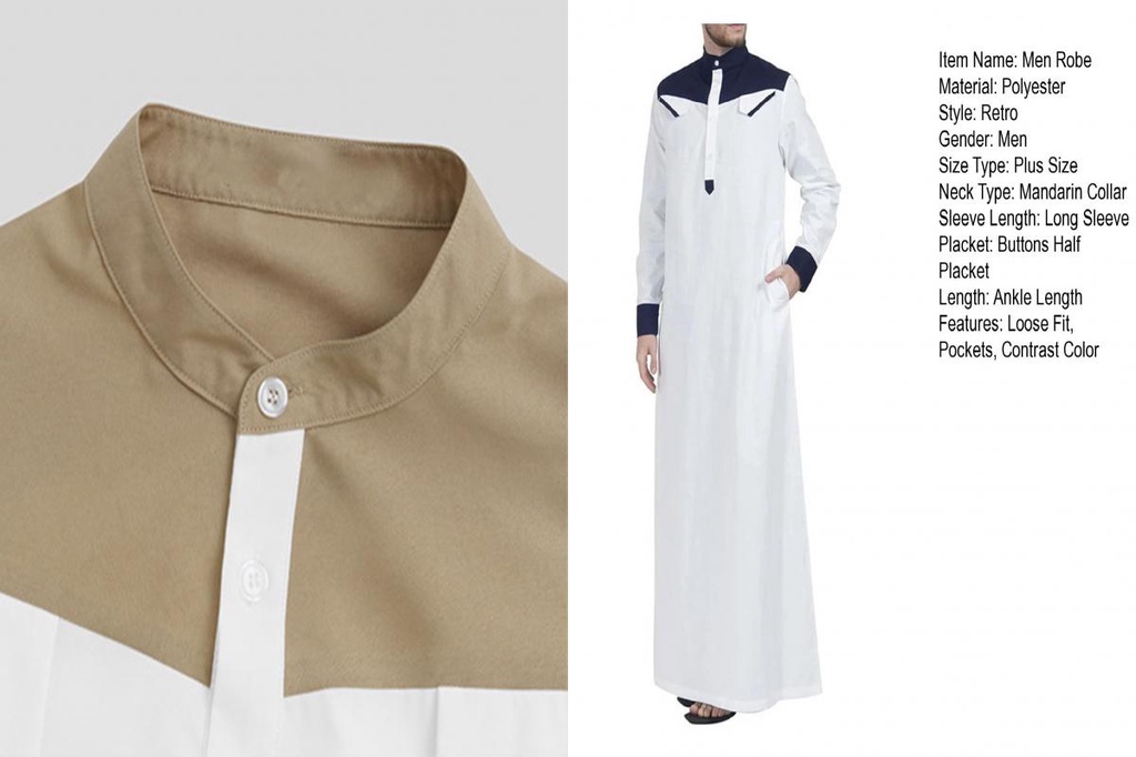 Digital| Men Long Robe Unique Buttoned Collar Men Robe Men's ...