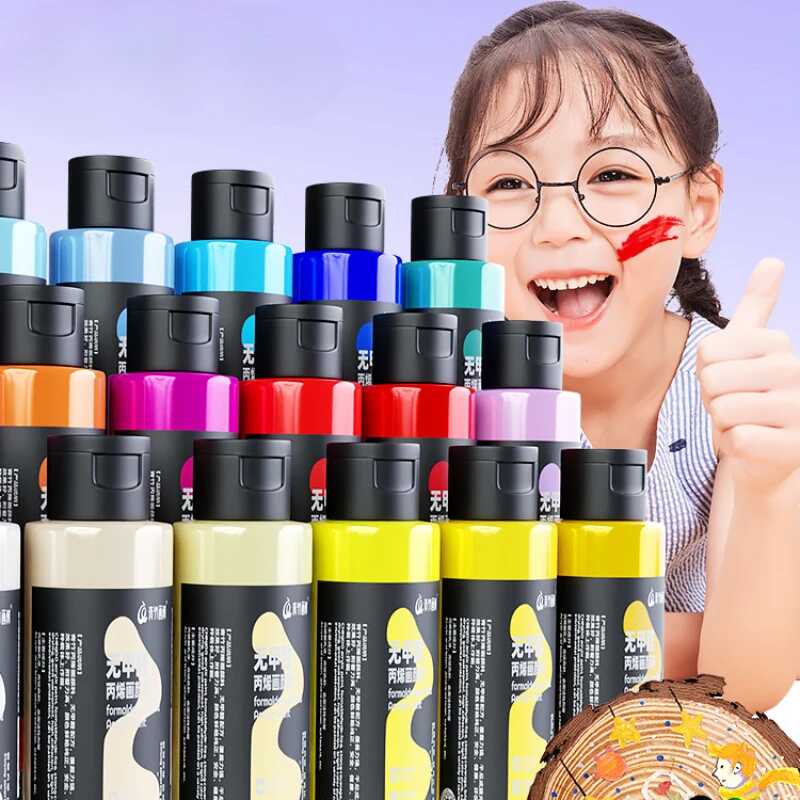 12 Color Acrylic Paint Set para sa mga Bata na Pininta ng kamay na ...