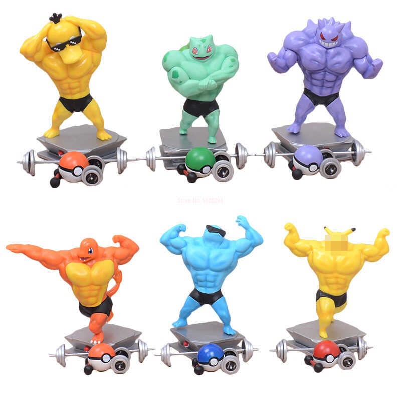 Anime - Muscle Man Action Figure Charmande Gengar Squirtle Bodybuilding ...