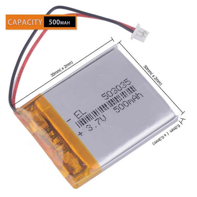 503035 3.7v 500mah lithium polymer battery 3 7V volt li po ion lipo ...