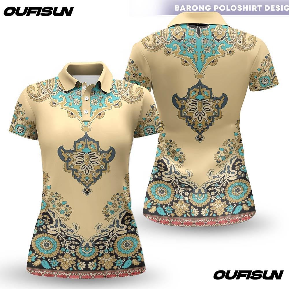 Asean Attire For Women Retro pattern Polo shirt lady, national style ...