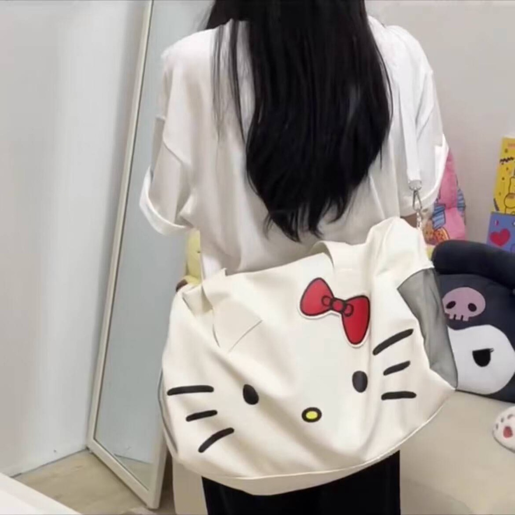 Ready stock Cartoon cut big bag one shoulder bow Hello Kitty portable ...