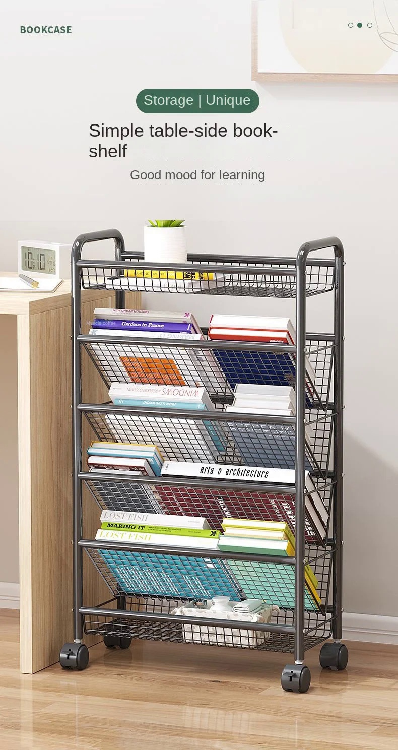 Wheeled storage rack Simple student bookshelves on the floor, new ...