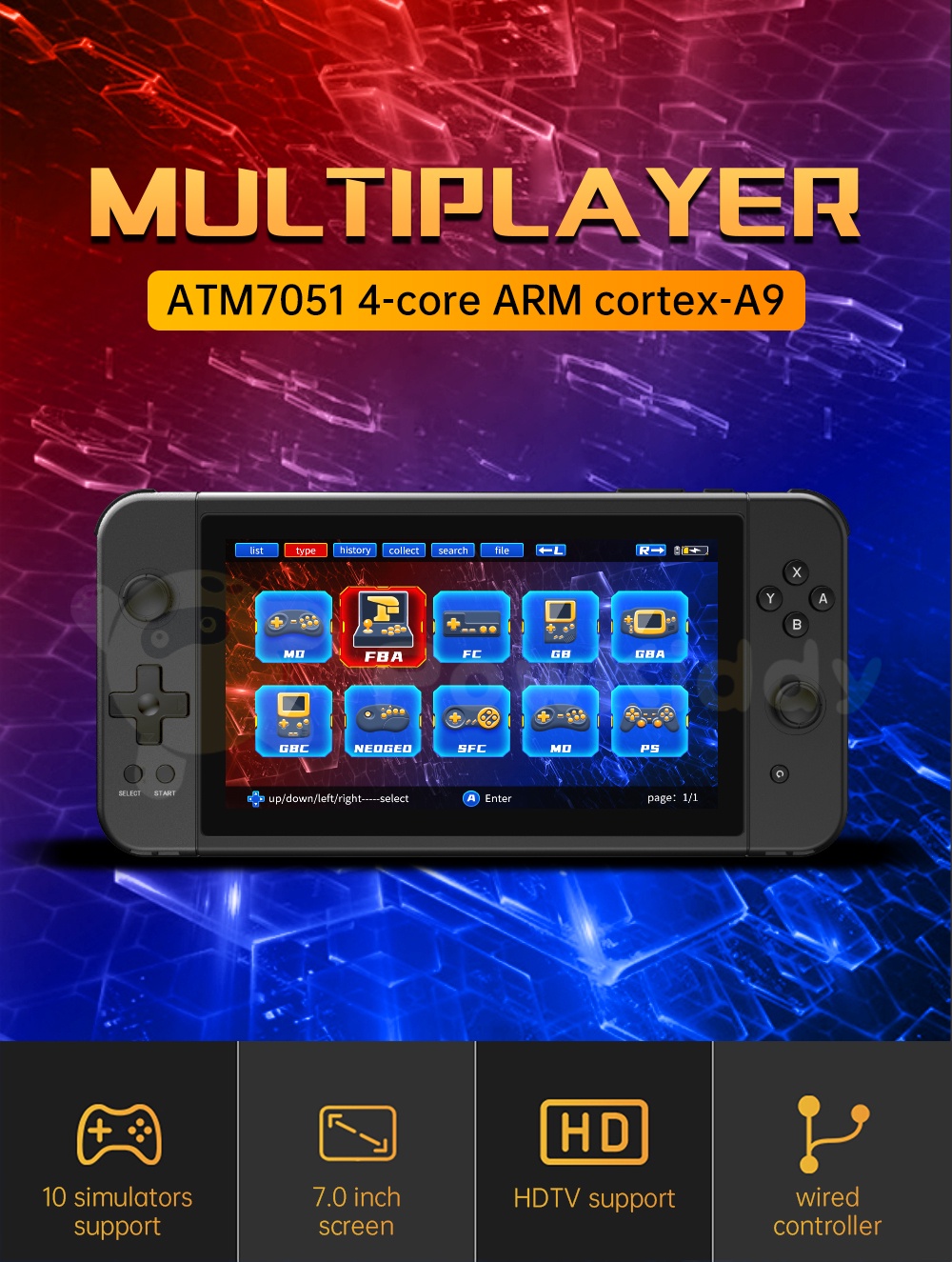 2023 New POWKIDDY X70 Original 7 Inch HD Handheld Portable Console ...