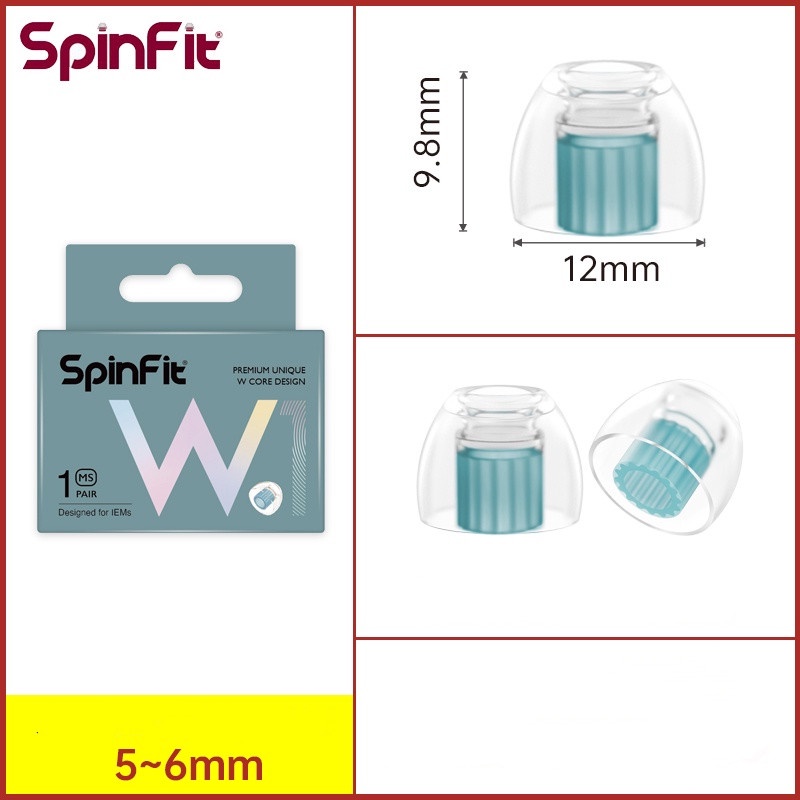 1Pair/Box New SpinFit W1 Silicone Eartips Patented Medical-Grade Double ...