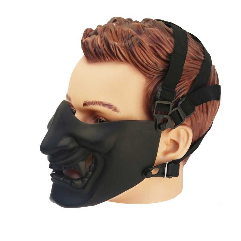 Tactical Half Face Mask Evil Demon Monster Helmet Samurai Hannya Oni ...