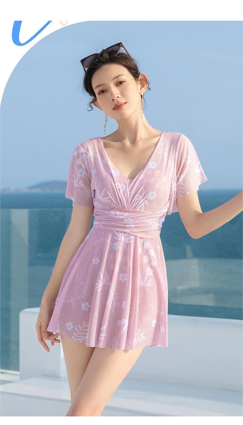 2024 Summer new swimwear swimsuit Korean conservative One-Piece Floral ...