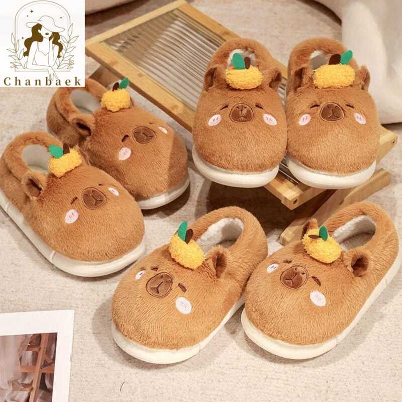 CHAEK Soft Warm Capybara Slippers Cute Lovely Fur Capibara Slippers ...