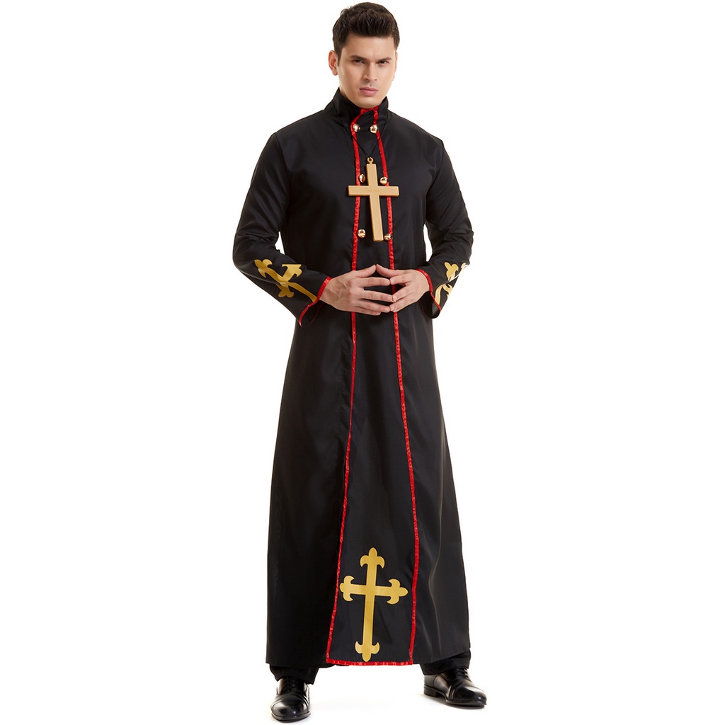 Adult Medieval Priest Costume For Men Christian Catholicism Priest robe ...