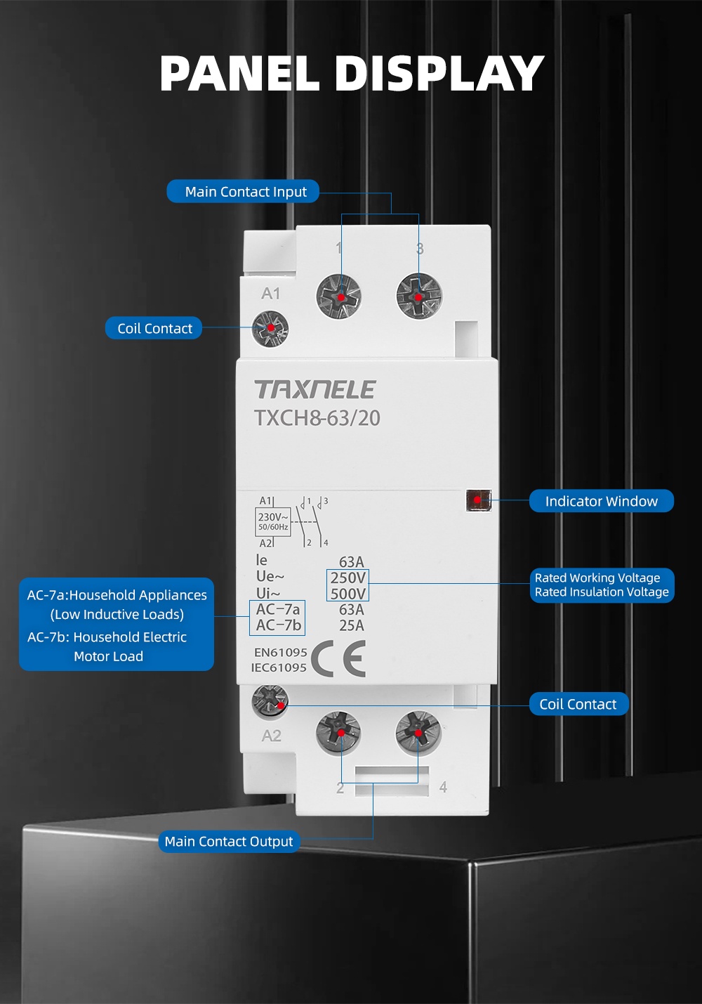 Din rail Household 32A 63A 2P 220V/230V 50/60HZ ac Modular contactor 2NO 2NC 1NO1NC Household ...
