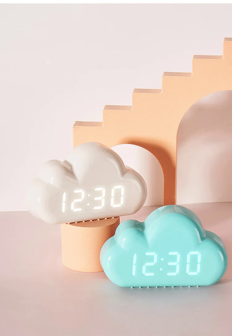 Clocks Clouds Alarm Clock Voice Control Led Clock Bedside Snooze ...