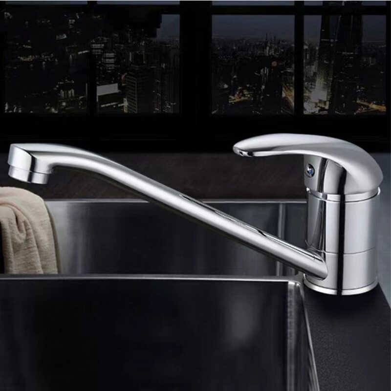 Kitchen Faucet Long Spout Single Lever Mixer Tap Chrome Plated Swivel ...