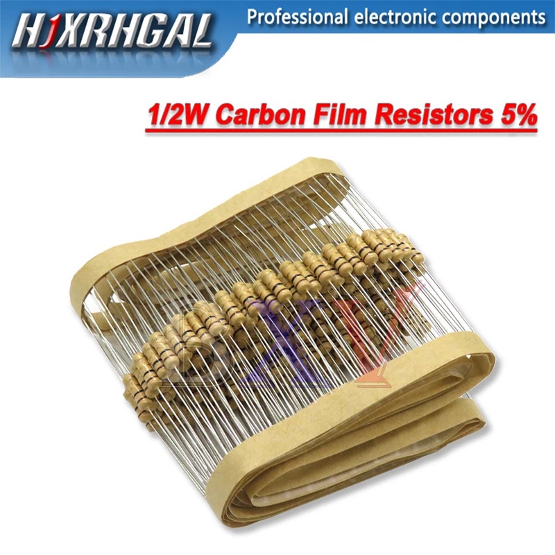 50PCS 1/2W Carbon Film Resistor 5% 24R-3.3K 24R 51R 82R 150R 270R 430R ...
