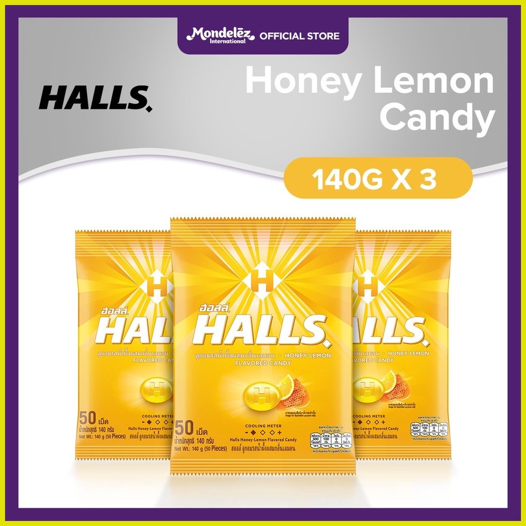 Halls Hard Candy 50 pcs - Honey Lemon Flavor 140g Mouth Freshener and ...