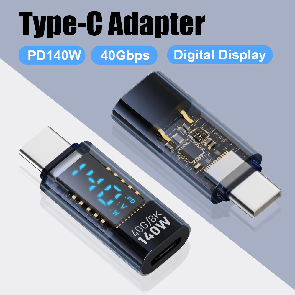 USB C Adapter LED Wattage Display 140W 40Gbps 8K USB C Extension PD3.1 ...
