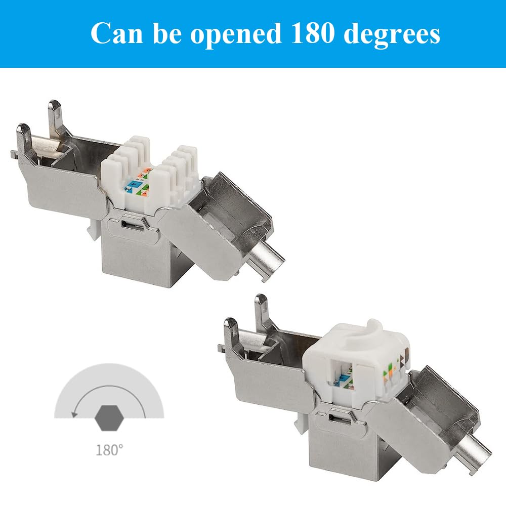ZoeRax 1PCS Cat6a Cat7 Keystone Jack Cat7 RJ45 STP Tool-Less Type Zinc ...