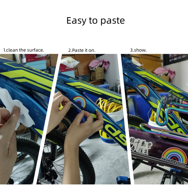 1Set Bike Frame Stickers Rainbow Punch Bicycle Decals Personalized Top ...