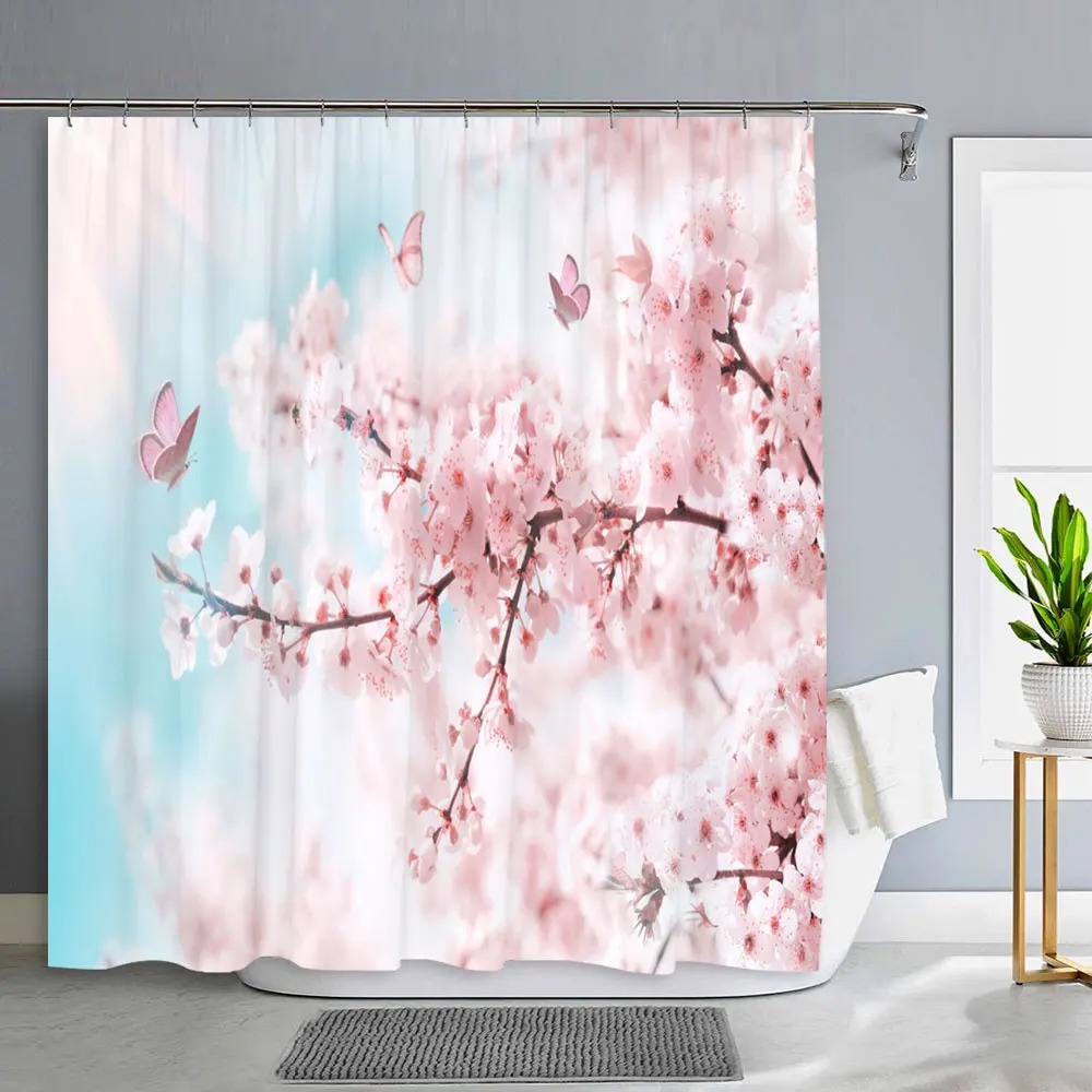Popular Spring Flower Shower Pink Cherry Blossom Flowers Butterfly ...