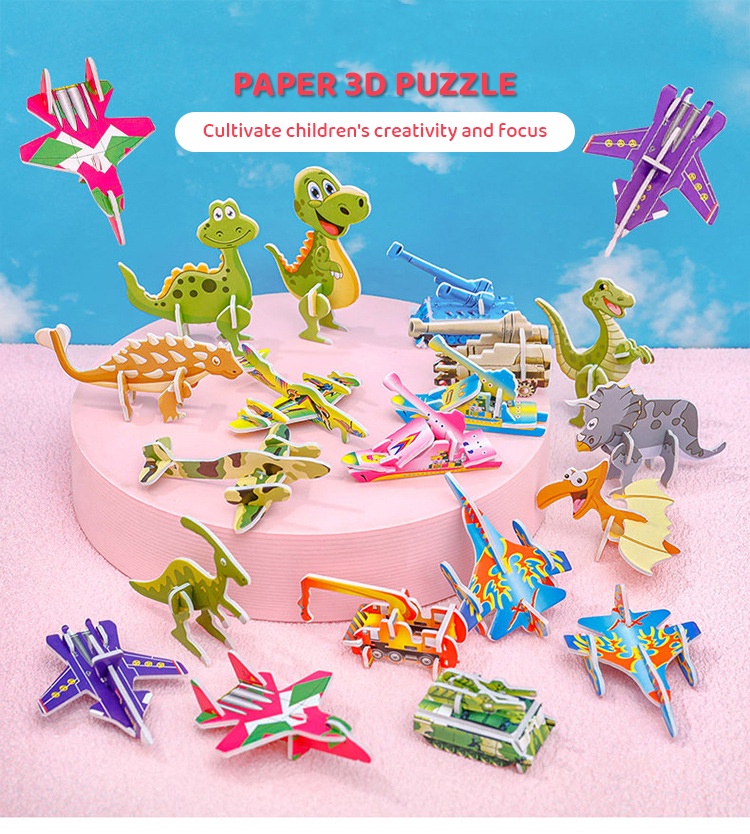 (10pcs/set) 3D Paper Puzzle Toys with DIY Educational toys for ...