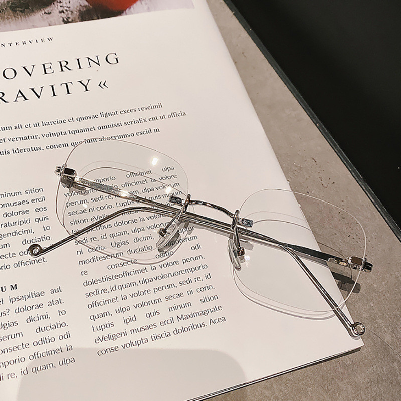 Ultralight Frameless Myopia Glasses for Women Men Metal Rimless Anti ...