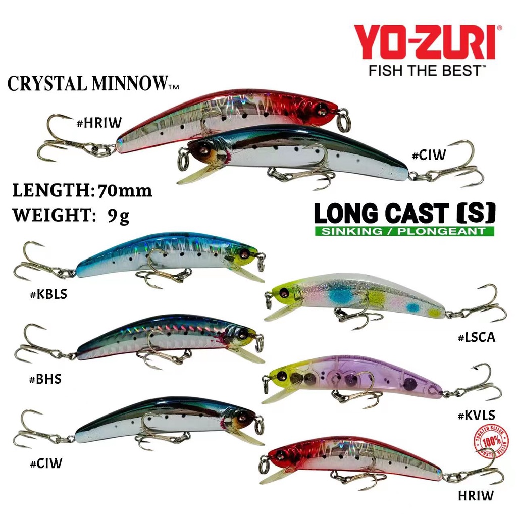 YO-ZURI CRYSTAL MINNOW LONG CAST F948 (S) / F1003 (F) FISHING LURE | Shopee Philippines