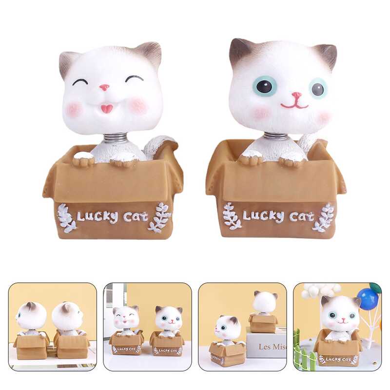 Cat Car Head Toy Dashboard Shaking Bobblehead Figure Dancing Solar ...
