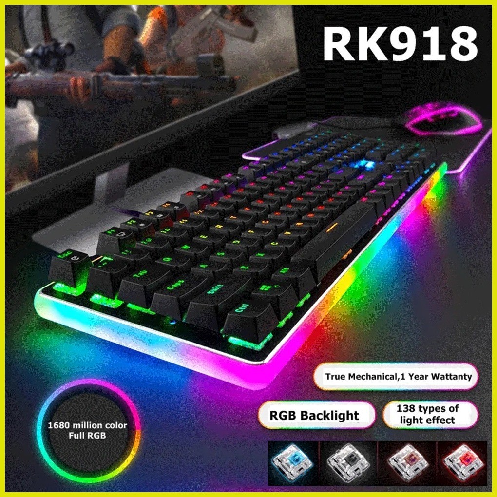 RK Royal Kludge RK918 Wired RGB Mechanical Gaming Keyboard (Black ...