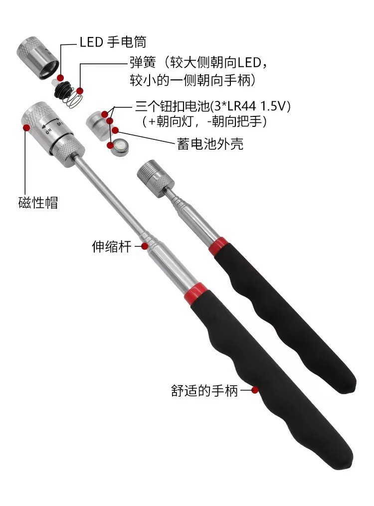 Iron Suction Rod Magnetic Suction Rod Retractable Picker Magnet with ...
