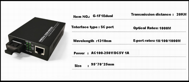 Single Mode Gigabit Ethernet Fiber Switch Dual Fiber 10/100/1000M Media ...