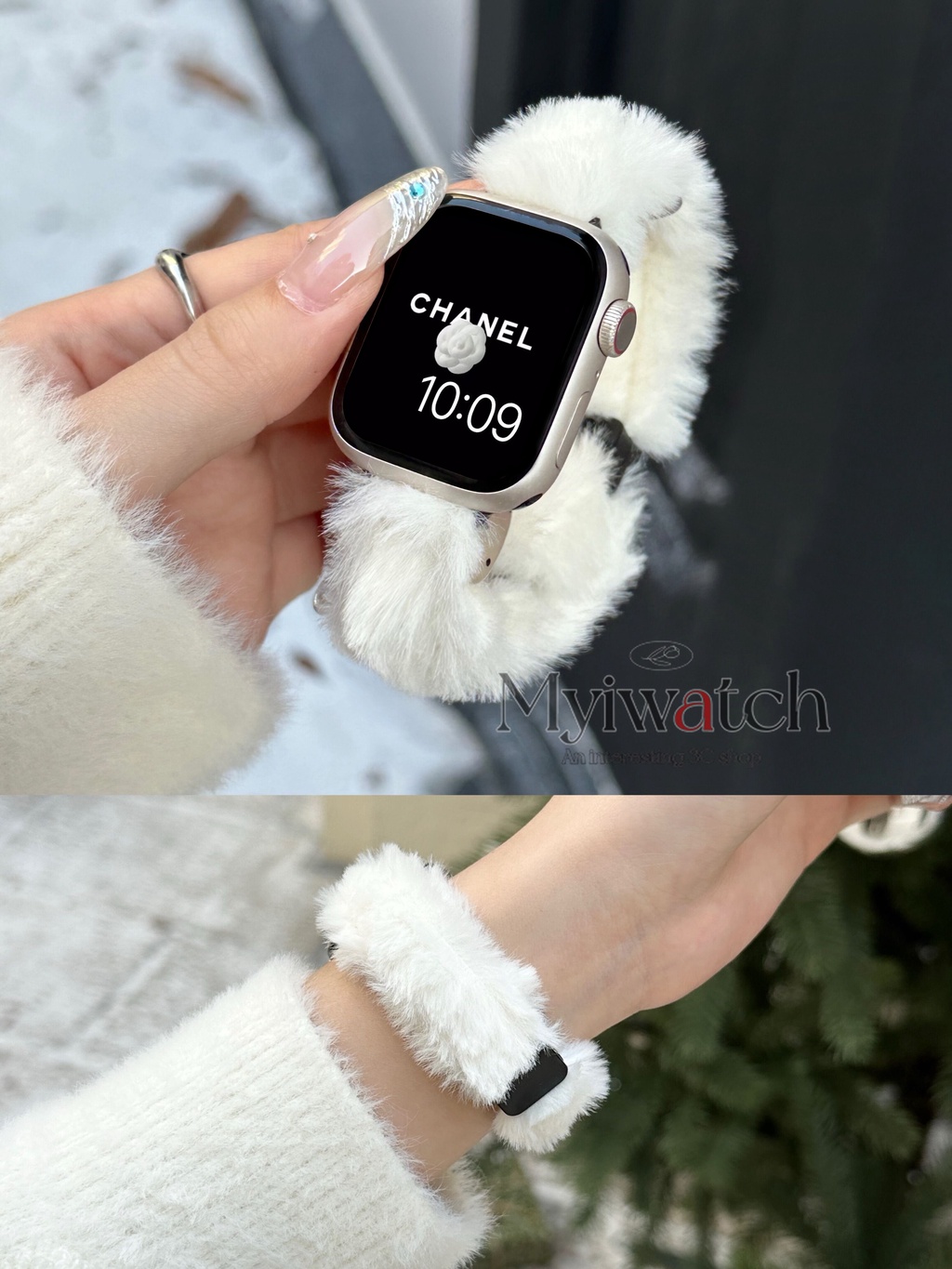 Winter rabbit hair strap For iwatch serie 9 8 7 6 5 SE 4 3 2 1 furry ...