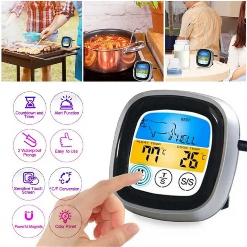 Digital Meat Kitchen Thermometer Stainless Steel Waterproof Meat ...