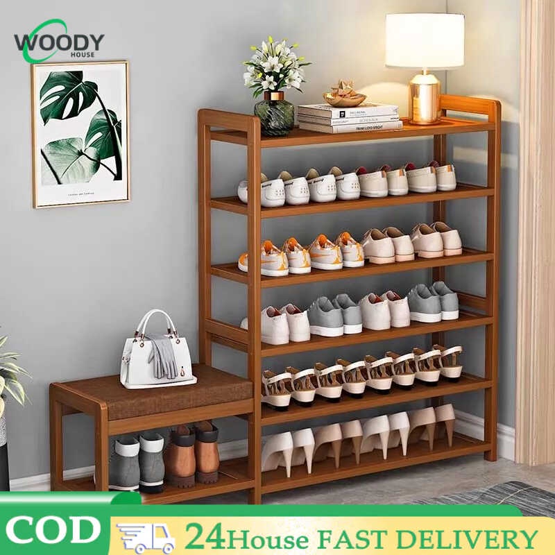 Shoe Rack with Bench shoe cabinet Wooden Shoe Changing Stool with Soft ...