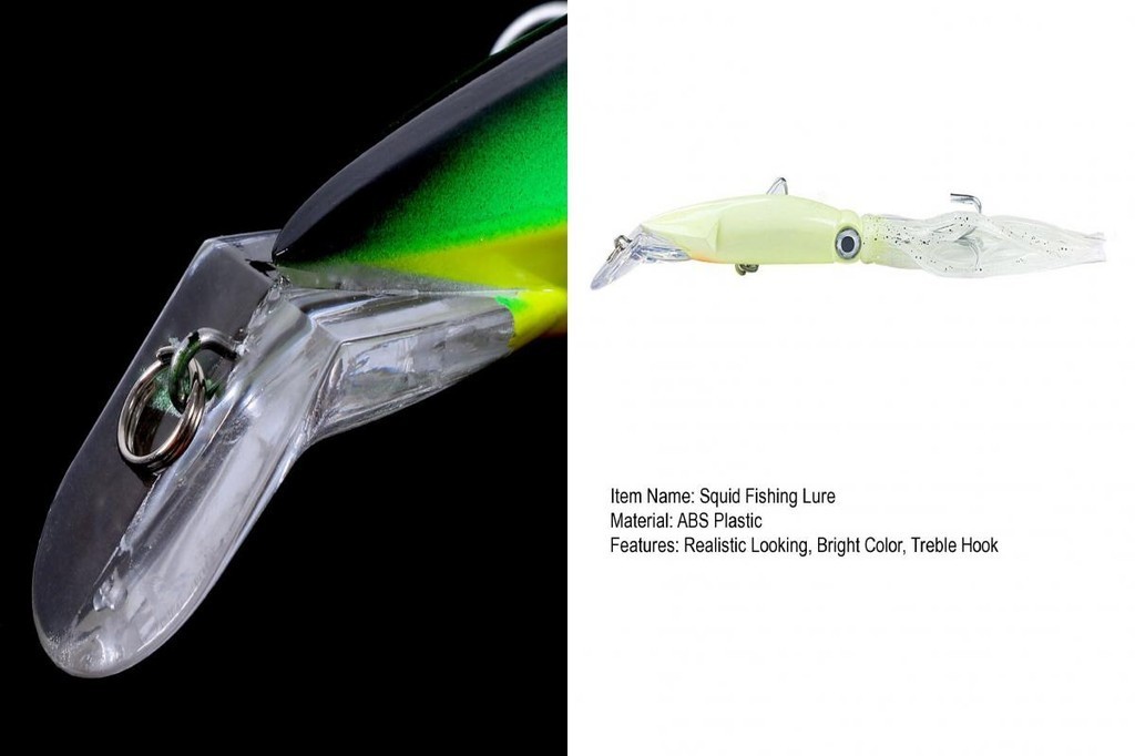 [AM] Fake Lure Squid Swimbait Realistic Squid Fishing Lure with Treble ...