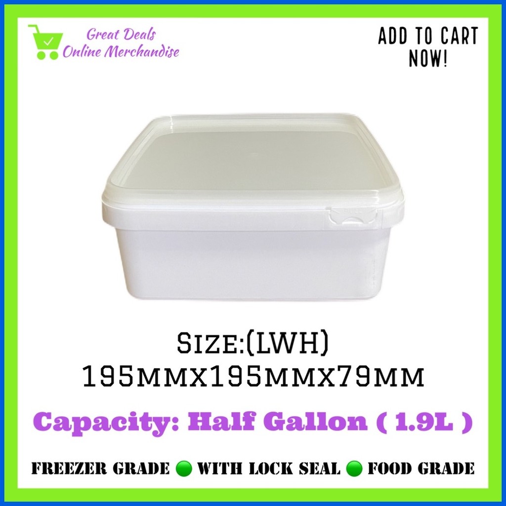1.9L Square Ice Cream Container (Food And Freezer Grade) | Shopee Philippines