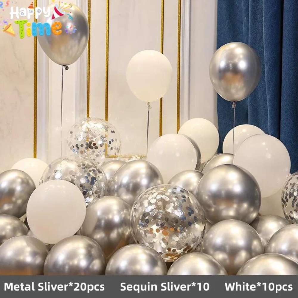 40pcs Chrome Metallic Balloons Set Confetti Sequins Ballons Wedding ...