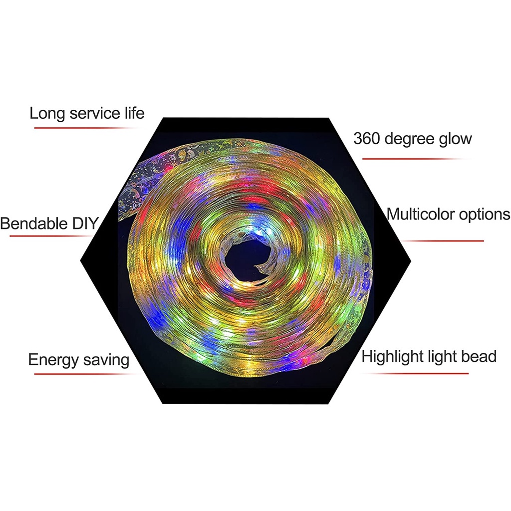 4M/10M Golden Christmas Ribbon LED Lights Christmas Tree Lights ...