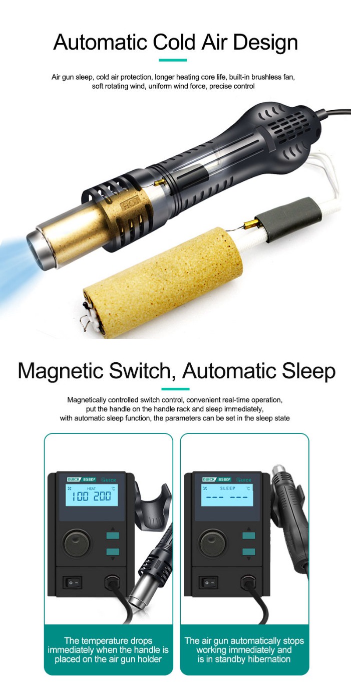 New QUICK 858D+ Hot Air Soldering Machine Rework Station Hot Air Gun ...