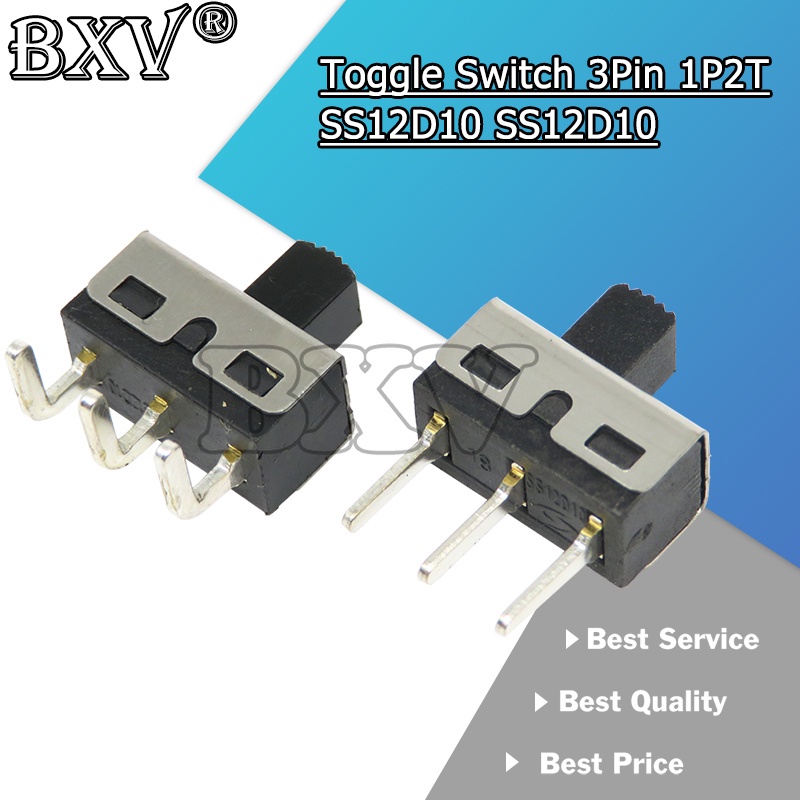 10PCS New SS12D10 Toggle Switch 3Pin 1P2T Handle High 5mm Spacing 4.7mm ...